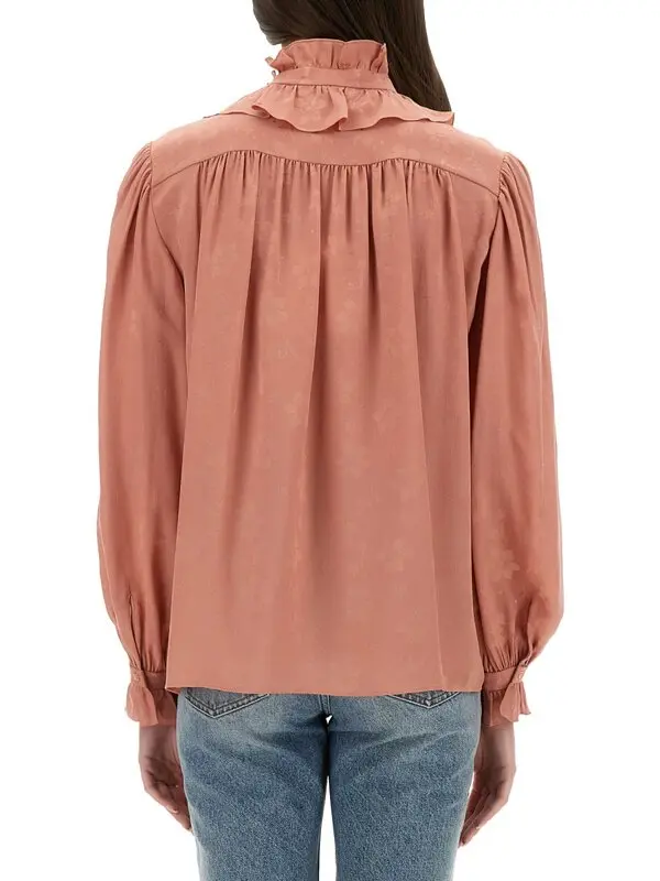Chloé Fluid Silk Jacquard Blouse - Pink