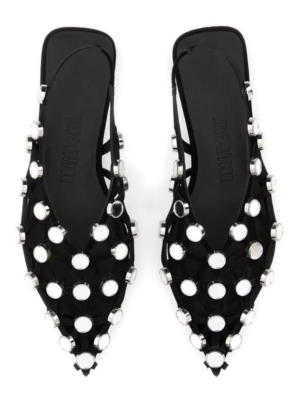 Attico Dancer Grid Embellished Flat Sandals - Black