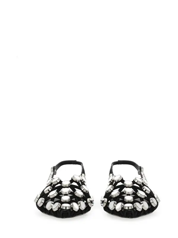 Attico Dancer Grid Embellished Flat Sandals - Black