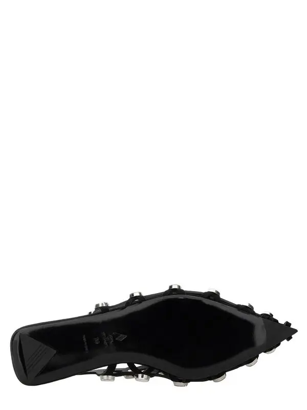 Attico Dancer Grid Embellished Flat Sandals - Black