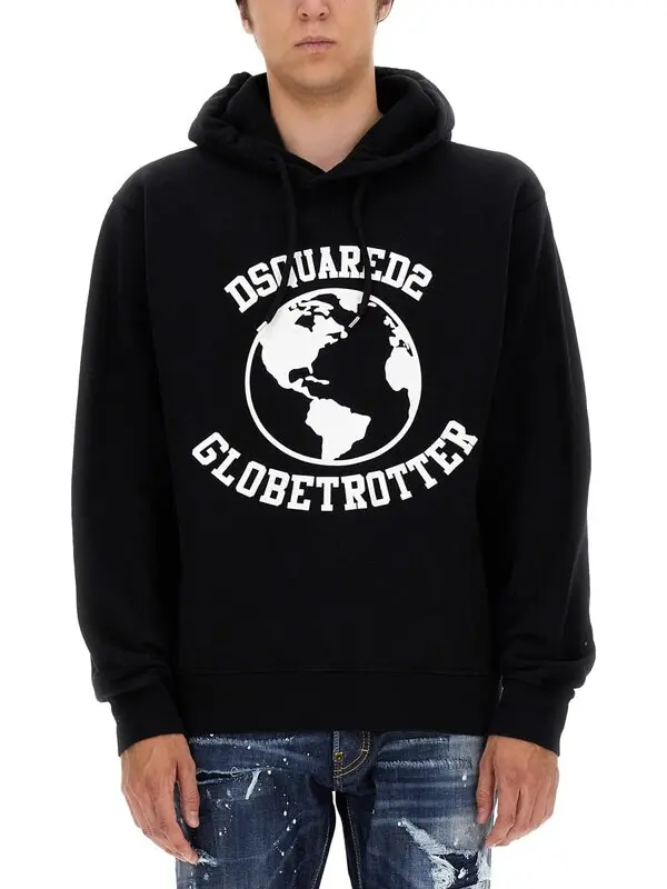 Dsquared2 Globetrotter" Logo Hoodie - Black
