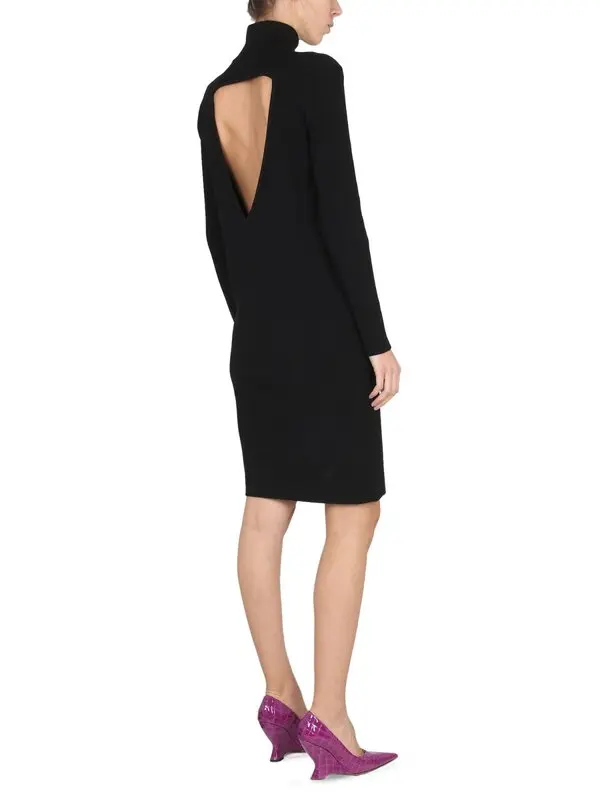 Bottega Veneta High Neck Ribbed Knit Dress