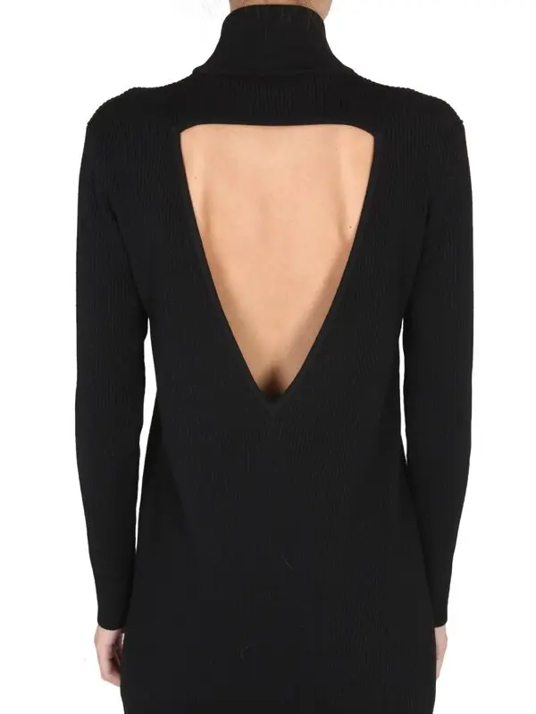 Bottega Veneta High Neck Ribbed Knit Dress