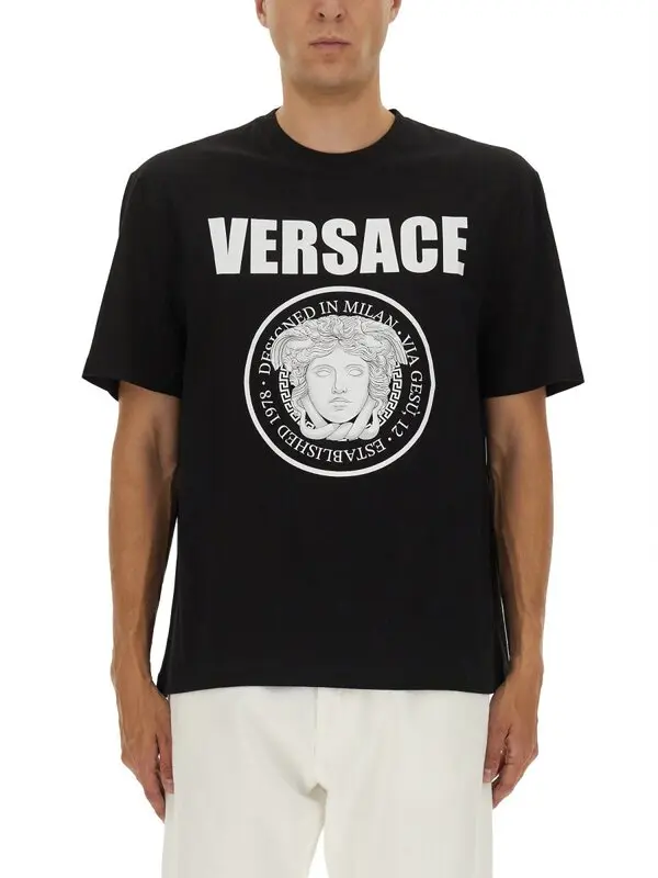 Versace T-shirt With Logo - Black