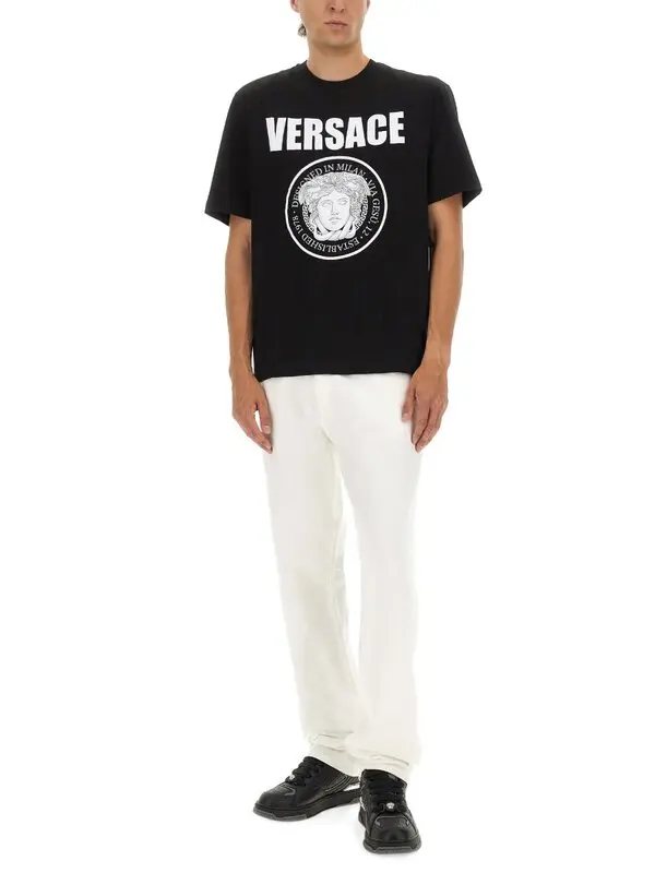 Versace T-shirt With Logo - Black