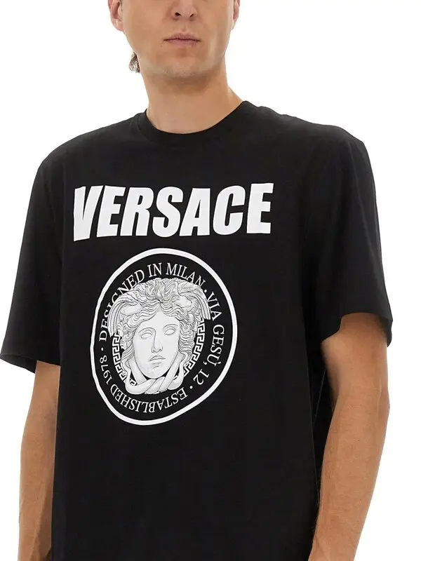 Versace T-shirt With Logo - Black