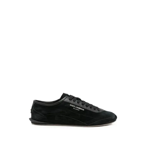 Dolce & Gabbana Velvet And Leather Low-top Sneakers - Black