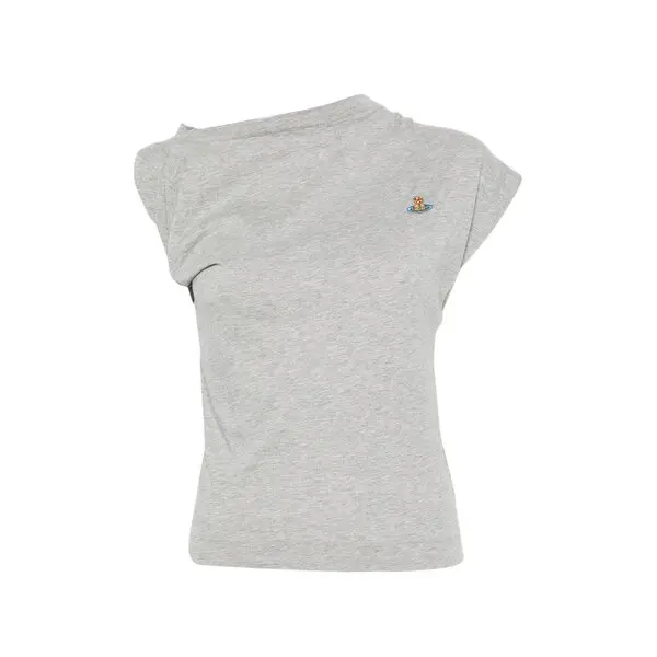 VIVIENNE WESTWOOD Grey Jersey Orb Embroidery Top - Gray