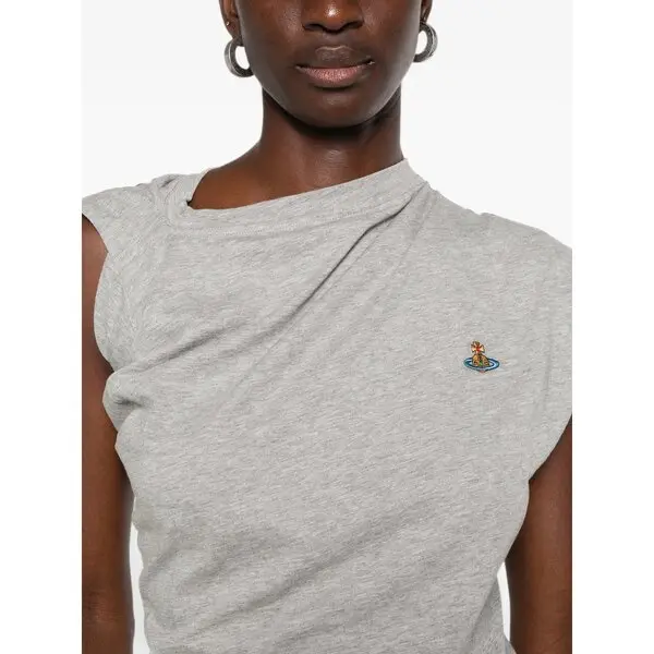 VIVIENNE WESTWOOD Grey Jersey Orb Embroidery Top - Gray