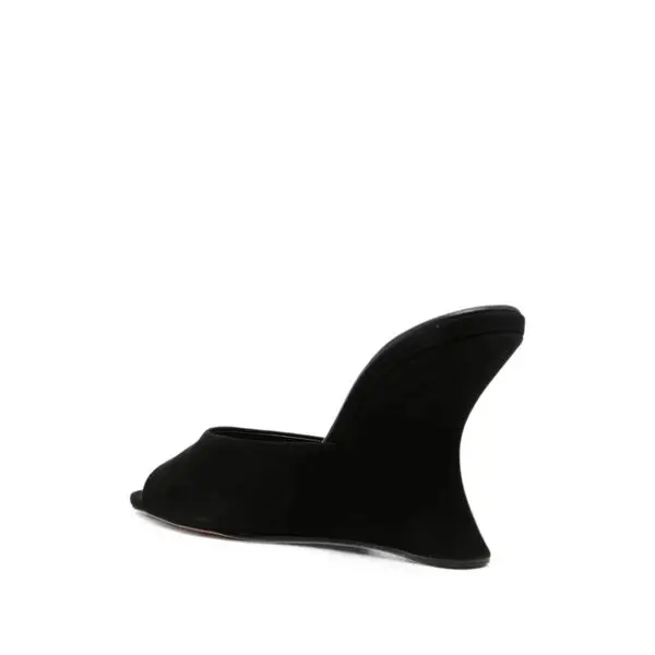 AQUAZZURA Open Toe Wedge Heel Slip-on - Black