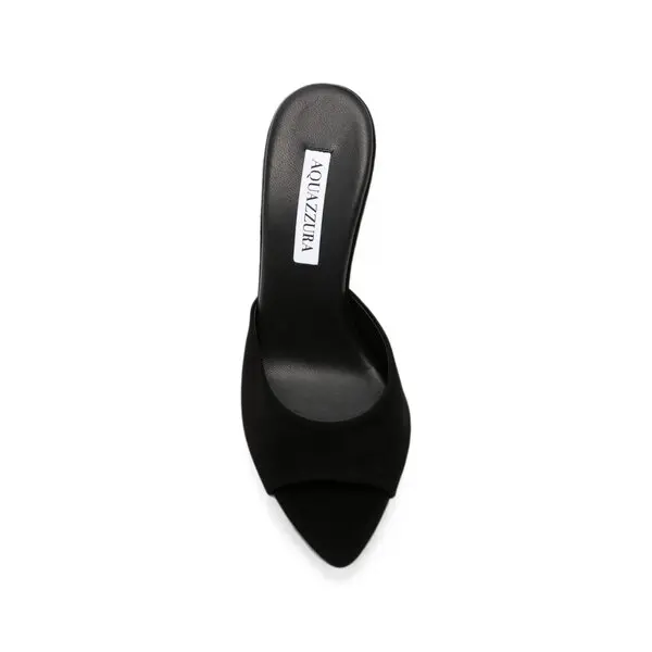 AQUAZZURA Open Toe Wedge Heel Slip-on - Black