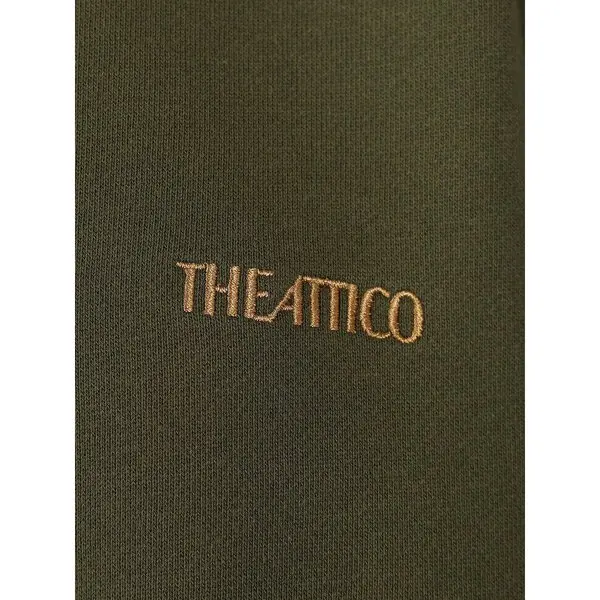 Attico High Neck Long Sleeve Sweatshirt With Embroidered Logo - Green