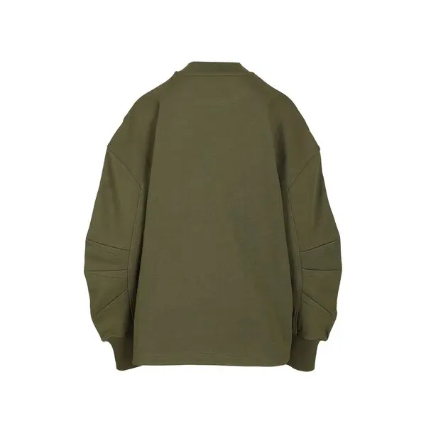 Attico High Neck Long Sleeve Sweatshirt With Embroidered Logo - Green