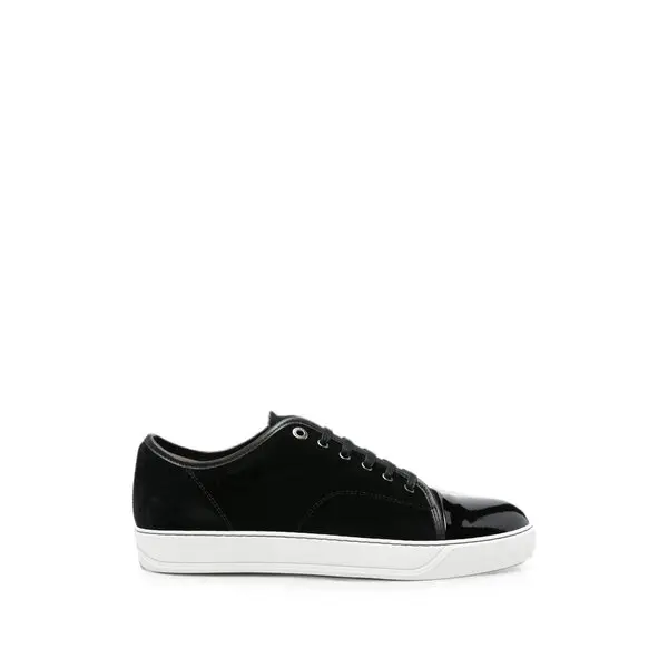 LANVIN Suede And Patent Leather Low-top Trainers - Black