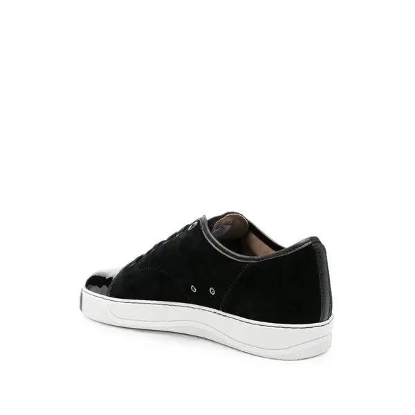 LANVIN Suede And Patent Leather Low-top Trainers - Black