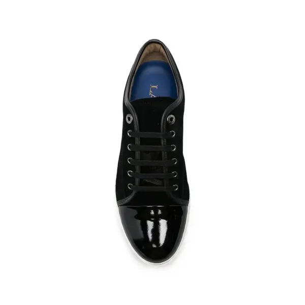 LANVIN Suede And Patent Leather Low-top Trainers - Black