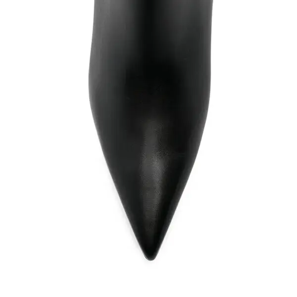 Attico Leather Pointed Toe Ankle Boots - Black