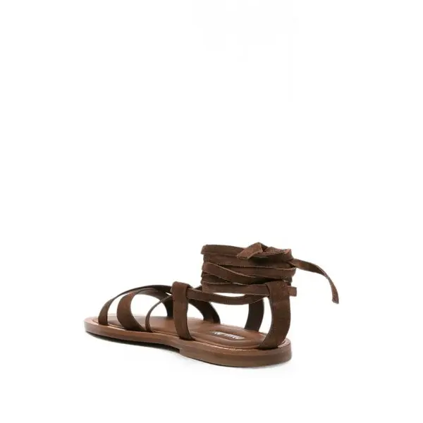 Miu Miu Flat Tie Fastening Sandals - Brown