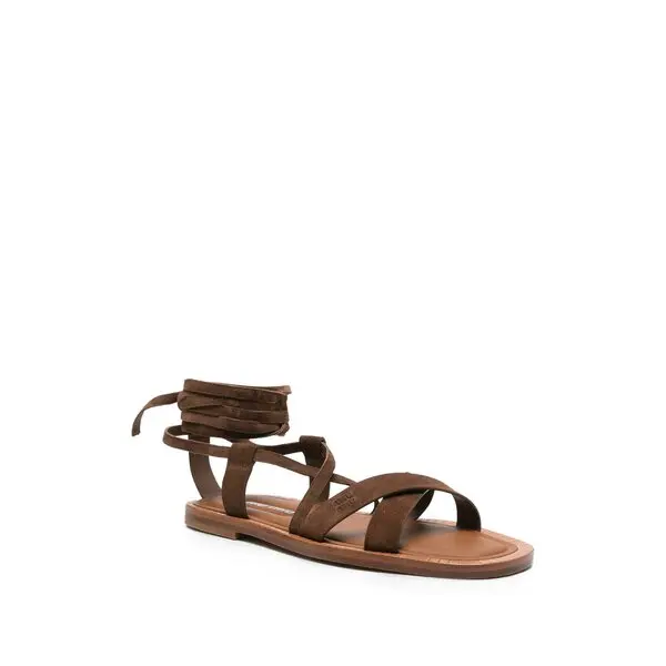 Miu Miu Flat Tie Fastening Sandals - Brown