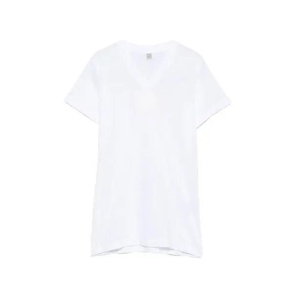 TOTEME Cotton-silk Blend Short Sleeve Top - White