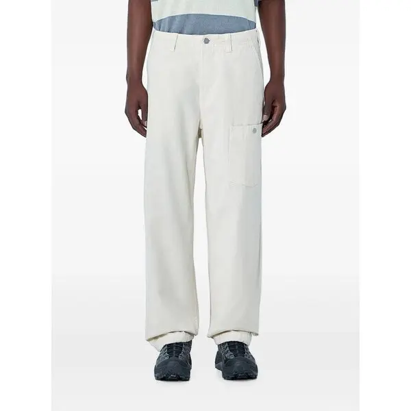 Stone Island Off White Cotton Regular Fit Cargo Trousers - Cream