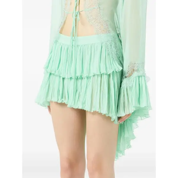 Blumarine Asymmetrical Tiered Pleated Skirt