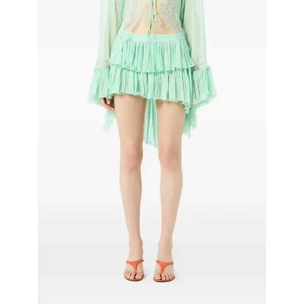 Blumarine Asymmetrical Tiered Pleated Skirt