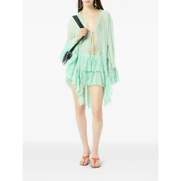 Blumarine Asymmetrical Tiered Pleated Skirt