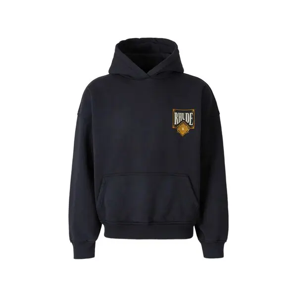 Rhude Cotton Logo Print Hoodie - Blue