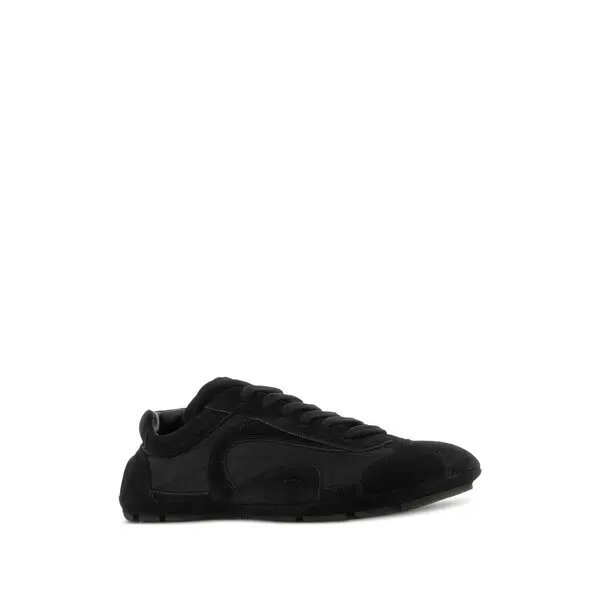Prada Recycled Nylon And Calf Leather Lace-up Trainers