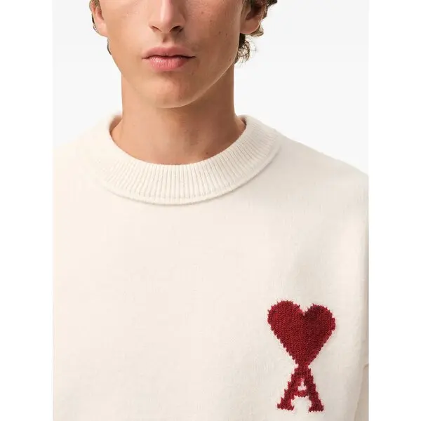 AMI Paris Felted Merino Wool Sweater With De Coeur Motif