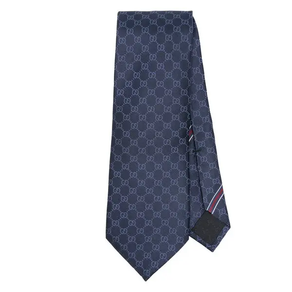 Gucci Silk Double G Pattern Neck Tie - Blue