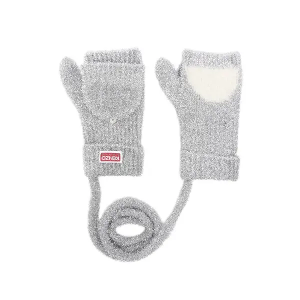 Kenzo Convertible Mittens With Button Fastening - Gray