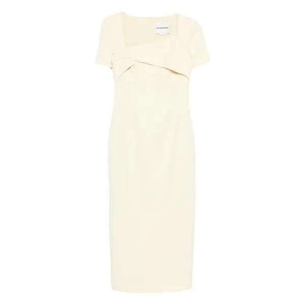 Roland Mouret Square Neck Twisted Detail Knee Length Dress - Yellow