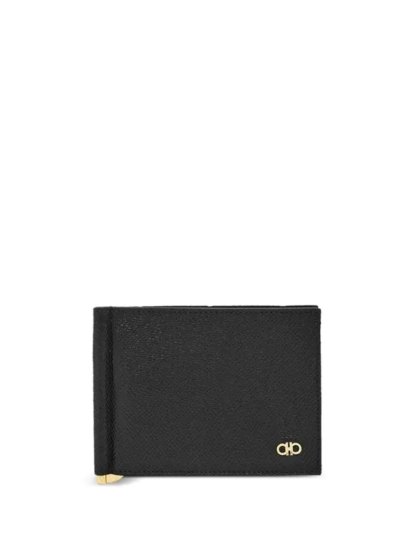 FERRAGAMO Bi-fold Gancio Money Clip Wallet - Black