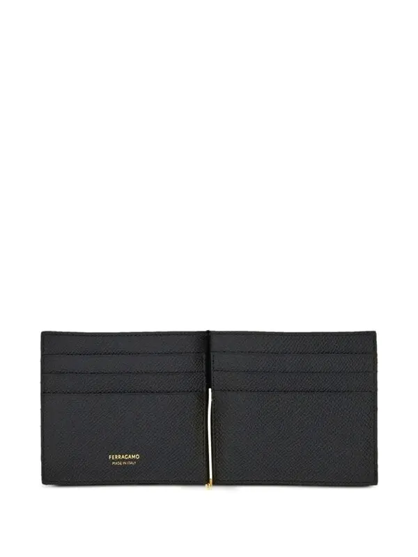 FERRAGAMO Bi-fold Gancio Money Clip Wallet - Black
