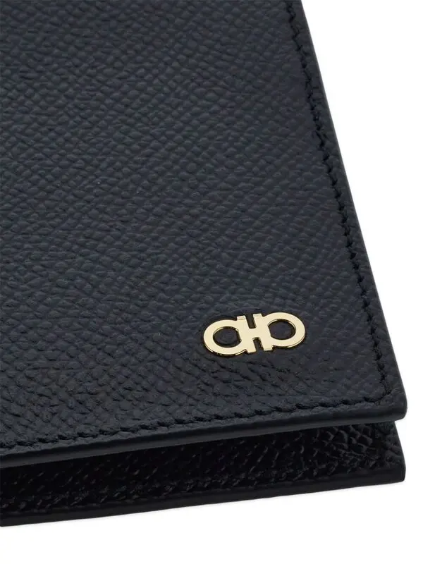 FERRAGAMO Bi-fold Gancio Money Clip Wallet - Black