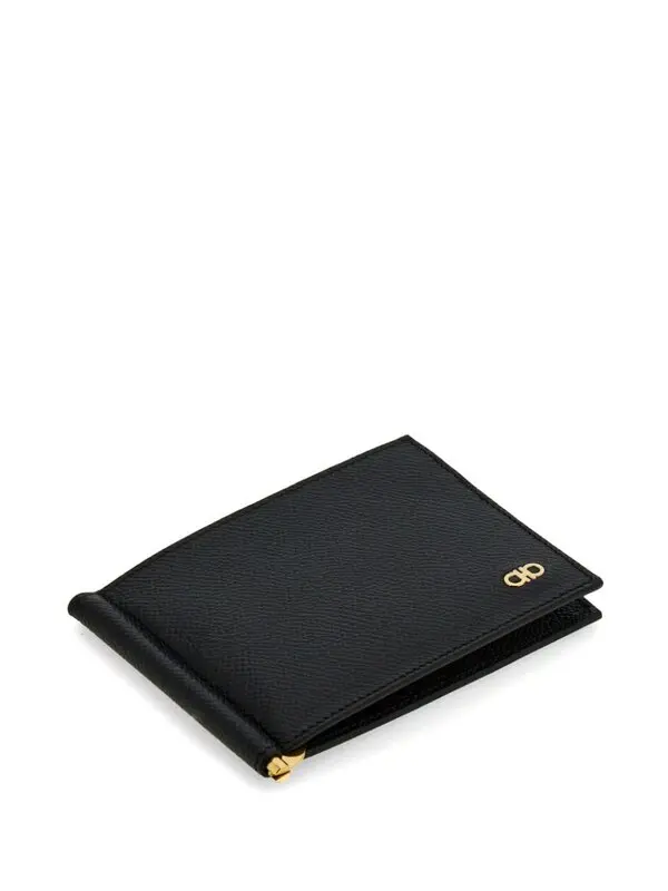 FERRAGAMO Bi-fold Gancio Money Clip Wallet - Black