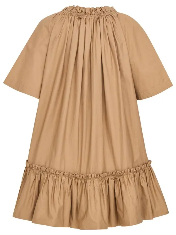 Saint Laurent Ruffled Cotton Dress - Brown
