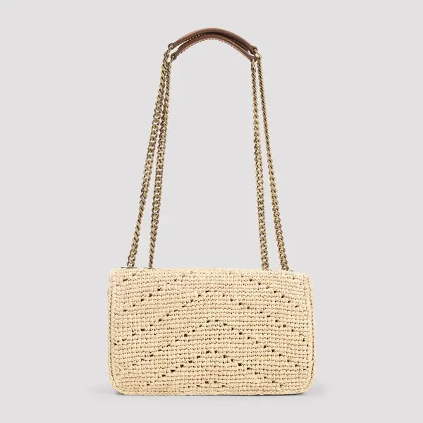 Saint Laurent Crochet Raffia Chain Bag