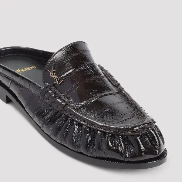Saint Laurent Le Loafer 15 Backless Crinkled Leather Loafers - Brown