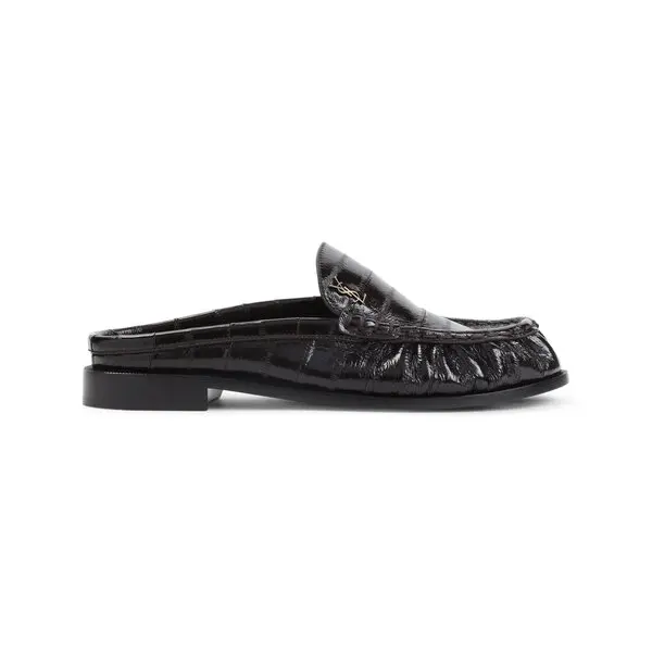 Saint Laurent Le Loafer 15 Backless Crinkled Leather Loafers - Brown