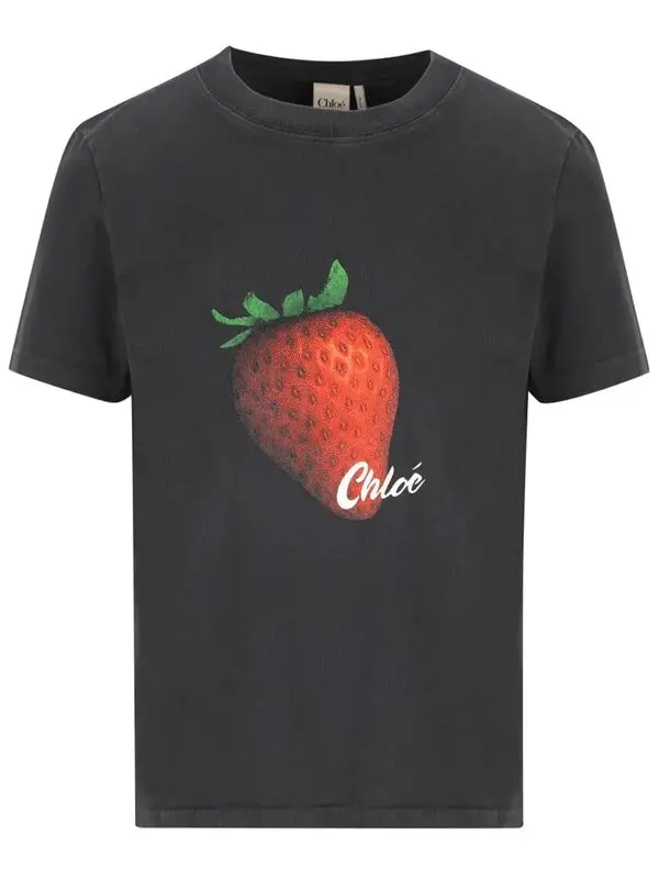 Chloé Printed Cotton T-shirt - Black