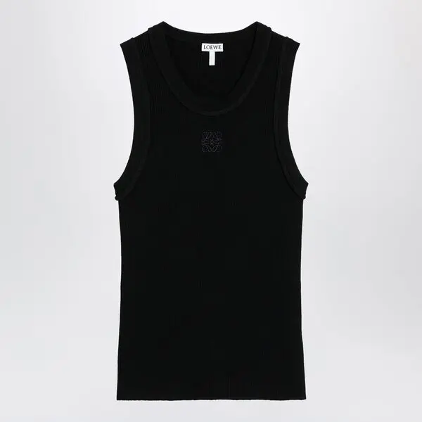 Loewe Ribbed Anagram Tank Top In Viscose - Black