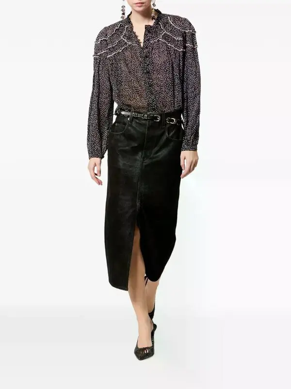 MARANT ETOILE Christa Polka Dot Print Gathered Top