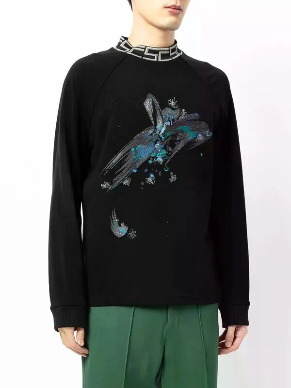 Shiatzy Chen Embroidered Mock Neck Long Sleeve Sweatshirt