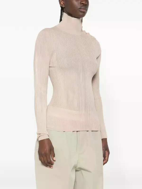 Moncler Ribbed-knit Button-fastening Sweater - Neutrals