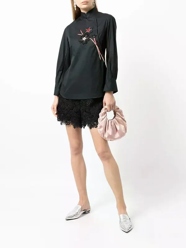 Shiatzy Chen Mandarin Collar Appliqued Top