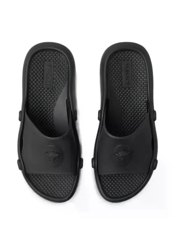 Versace Nettuno Rubber Slides - Black