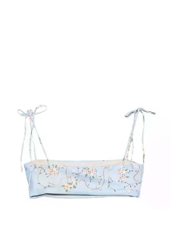 Agua Bendita Primavera Navegante Floral-print Bikini Top - Blue